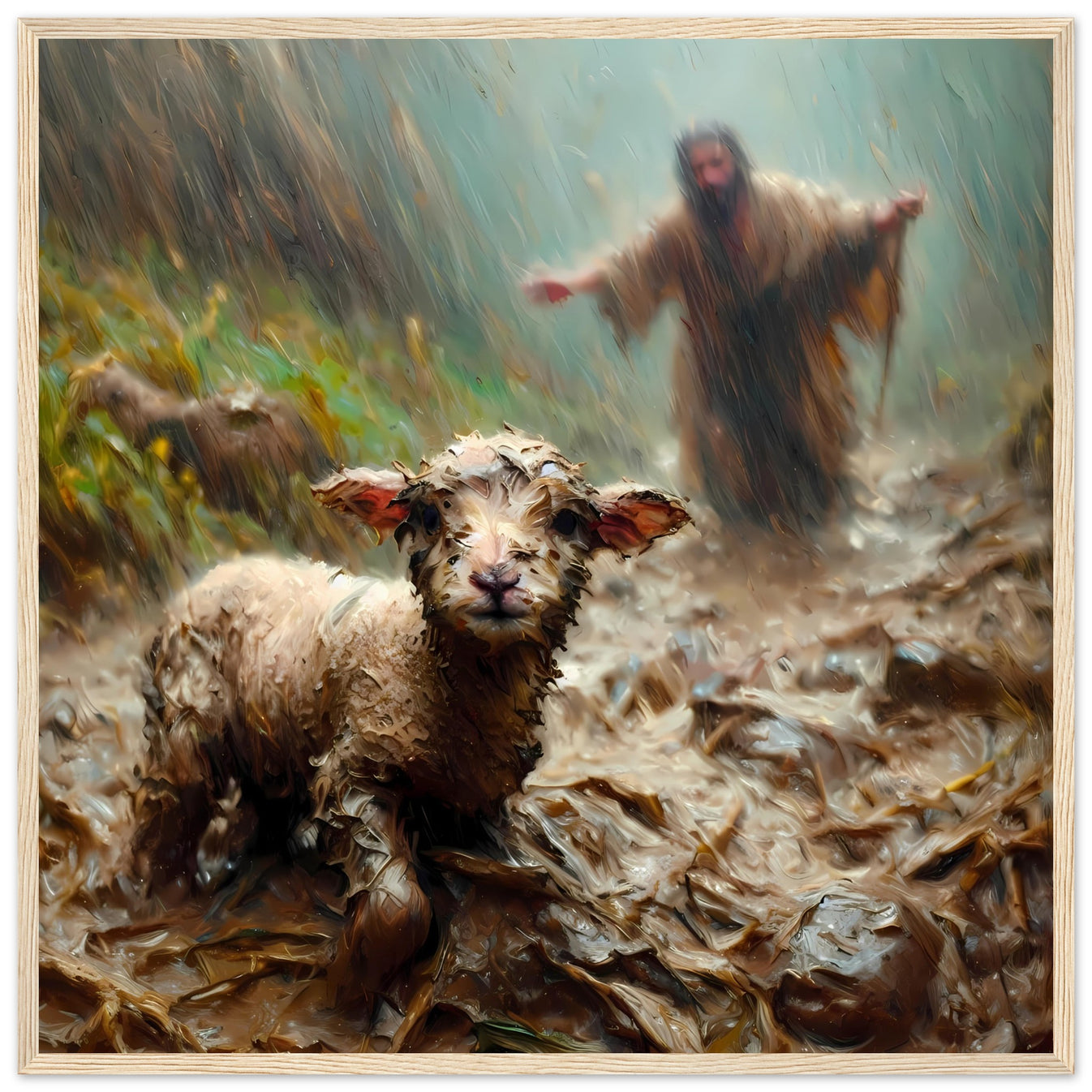 There You Are, Jesus Running After a Lost Lamb Framed Print – Lafia Craft
