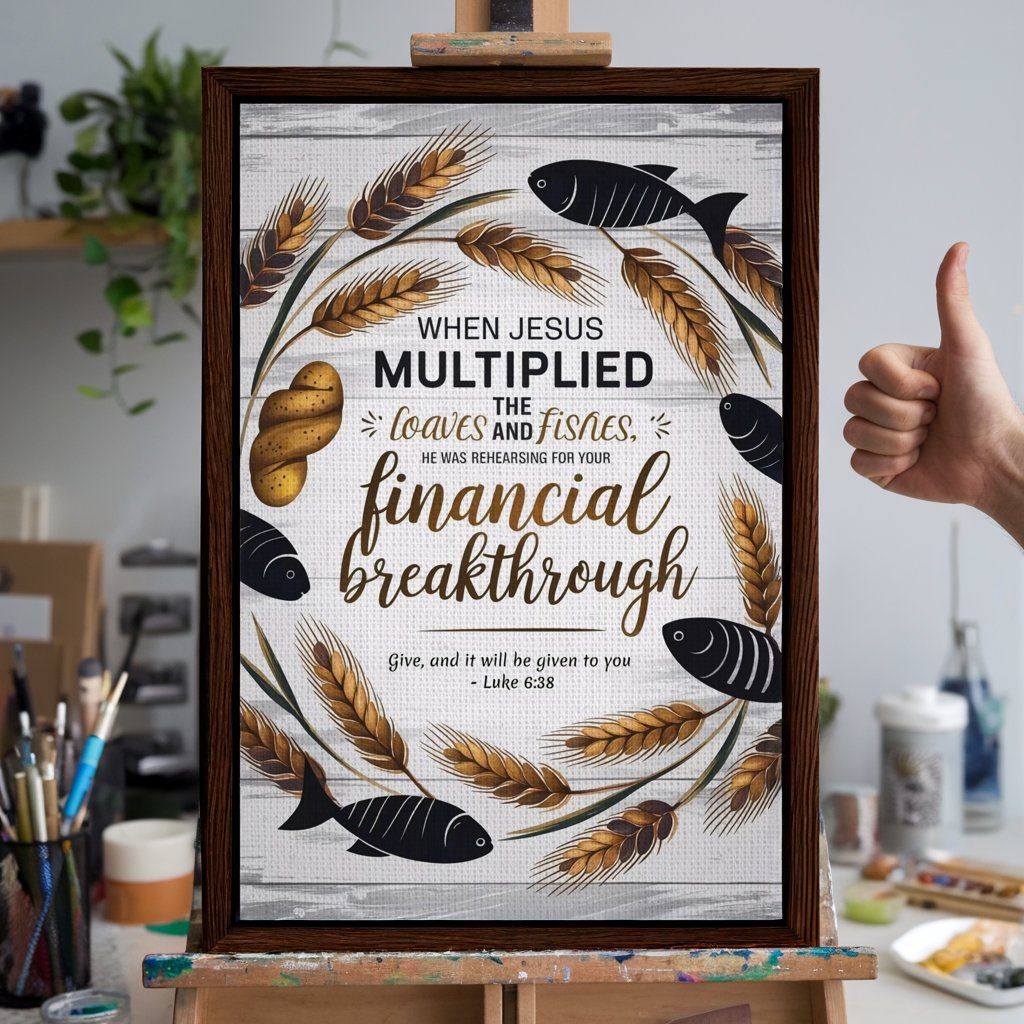 Financial Breakthrough | Jesus Loaves & Fishes Scripture Wall Canvas ...