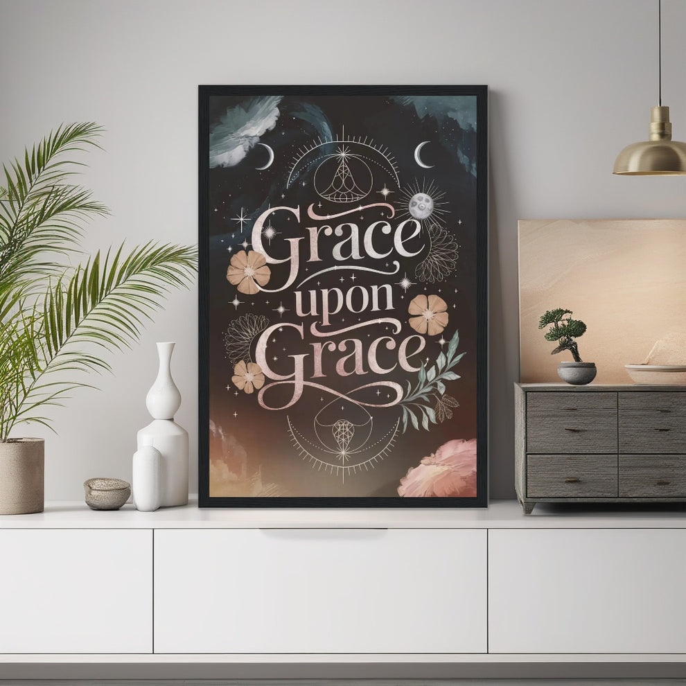 Grace Upon Grace | Ethereal Boho Christian Wall Art Print – Lafia Craft